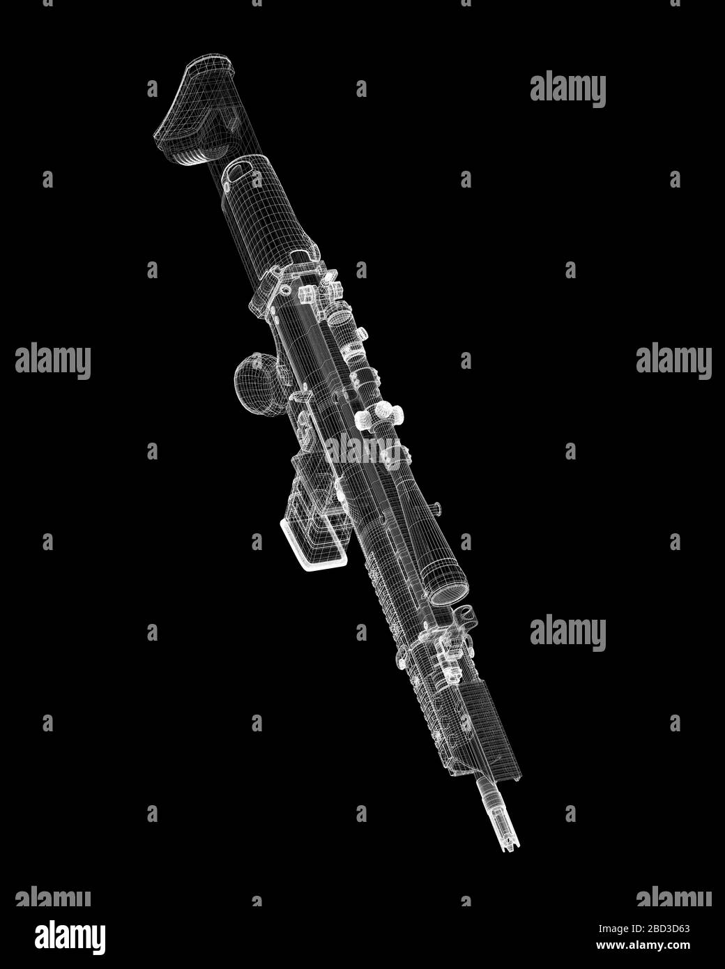 Automatic gun on background, body structure, wire model Stock Photo - Alamy