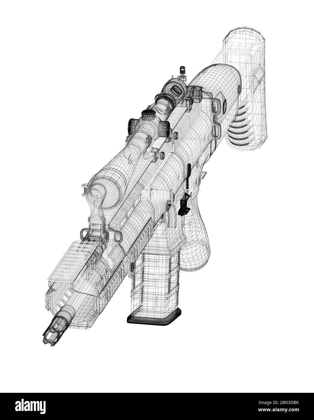 Automatic gun on background, body structure, wire model Stock Photo - Alamy