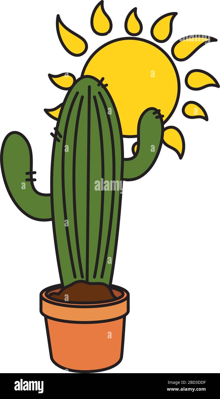 Isolated cactus plant and sun vector design Stock Vector Image & Art ...