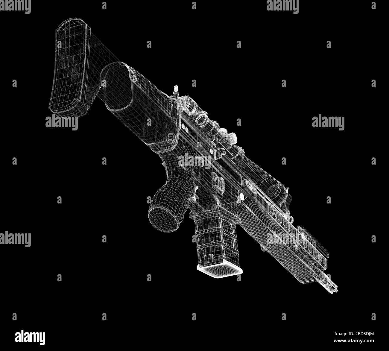 Automatic gun on background, body structure, wire model Stock Photo - Alamy