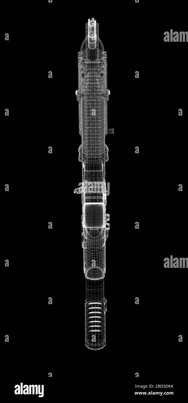 Automatic gun on background, body structure, wire model Stock Photo - Alamy