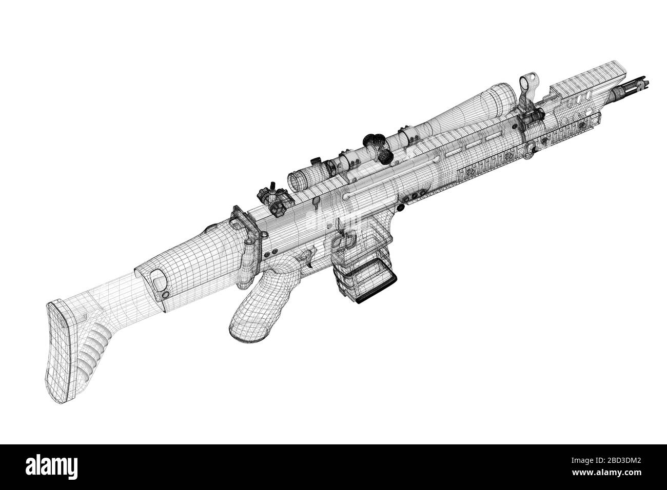 Automatic gun on background, body structure, wire model Stock Photo - Alamy