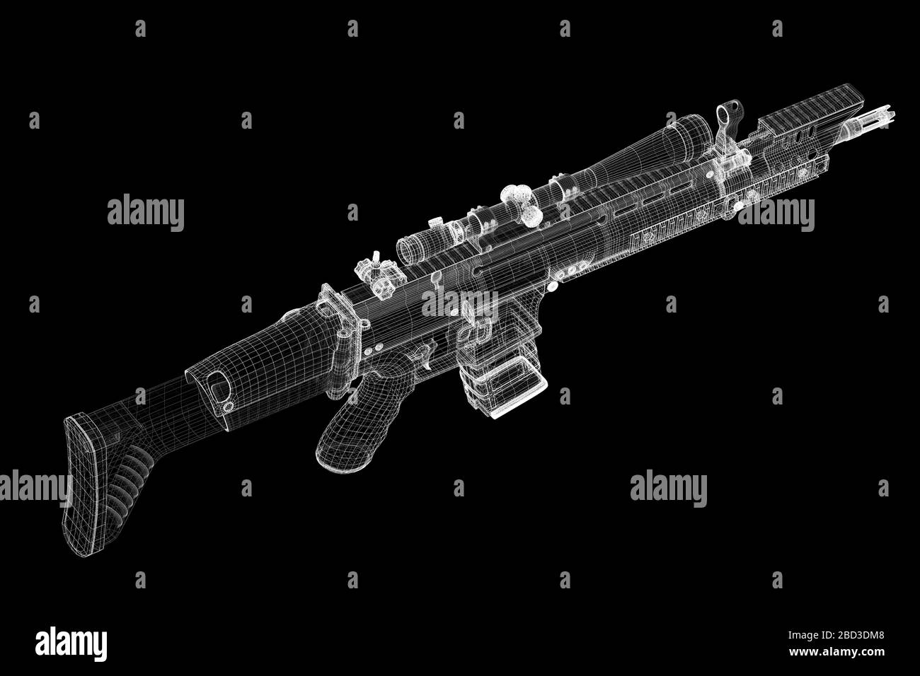 Automatic gun on background, body structure, wire model Stock Photo - Alamy