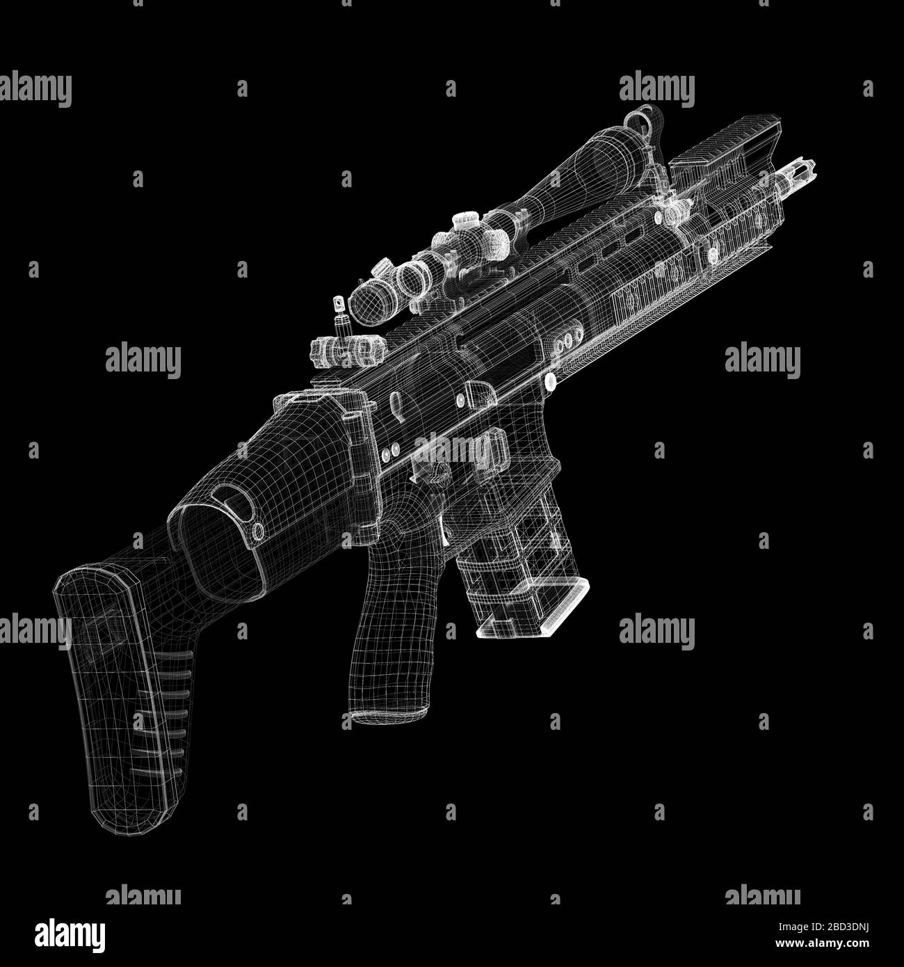 Automatic gun on background, body structure, wire model Stock Photo - Alamy