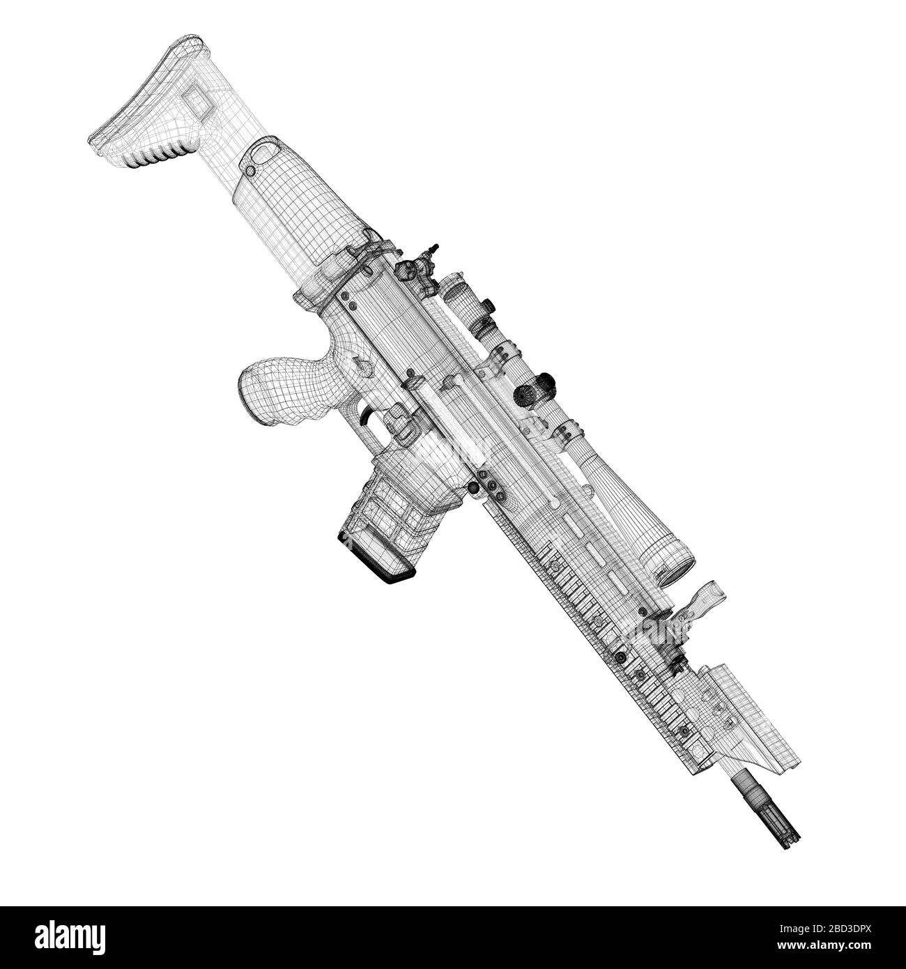 Automatic gun on background, body structure, wire model Stock Photo - Alamy