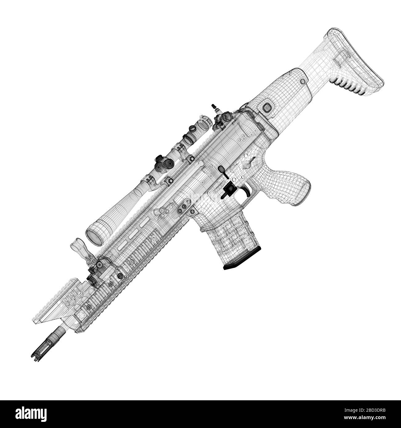 Automatic gun on background, body structure, wire model Stock Photo - Alamy