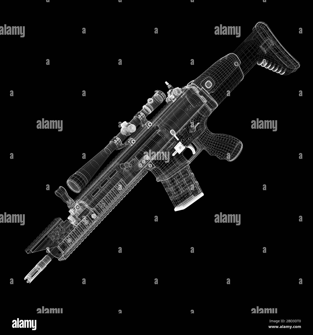 Automatic gun on background, body structure, wire model Stock Photo - Alamy