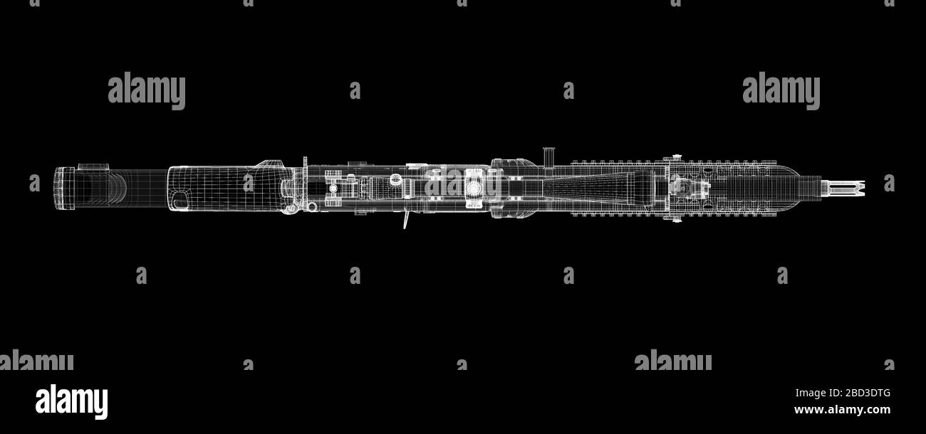 Automatic gun on background, body structure, wire model Stock Photo - Alamy