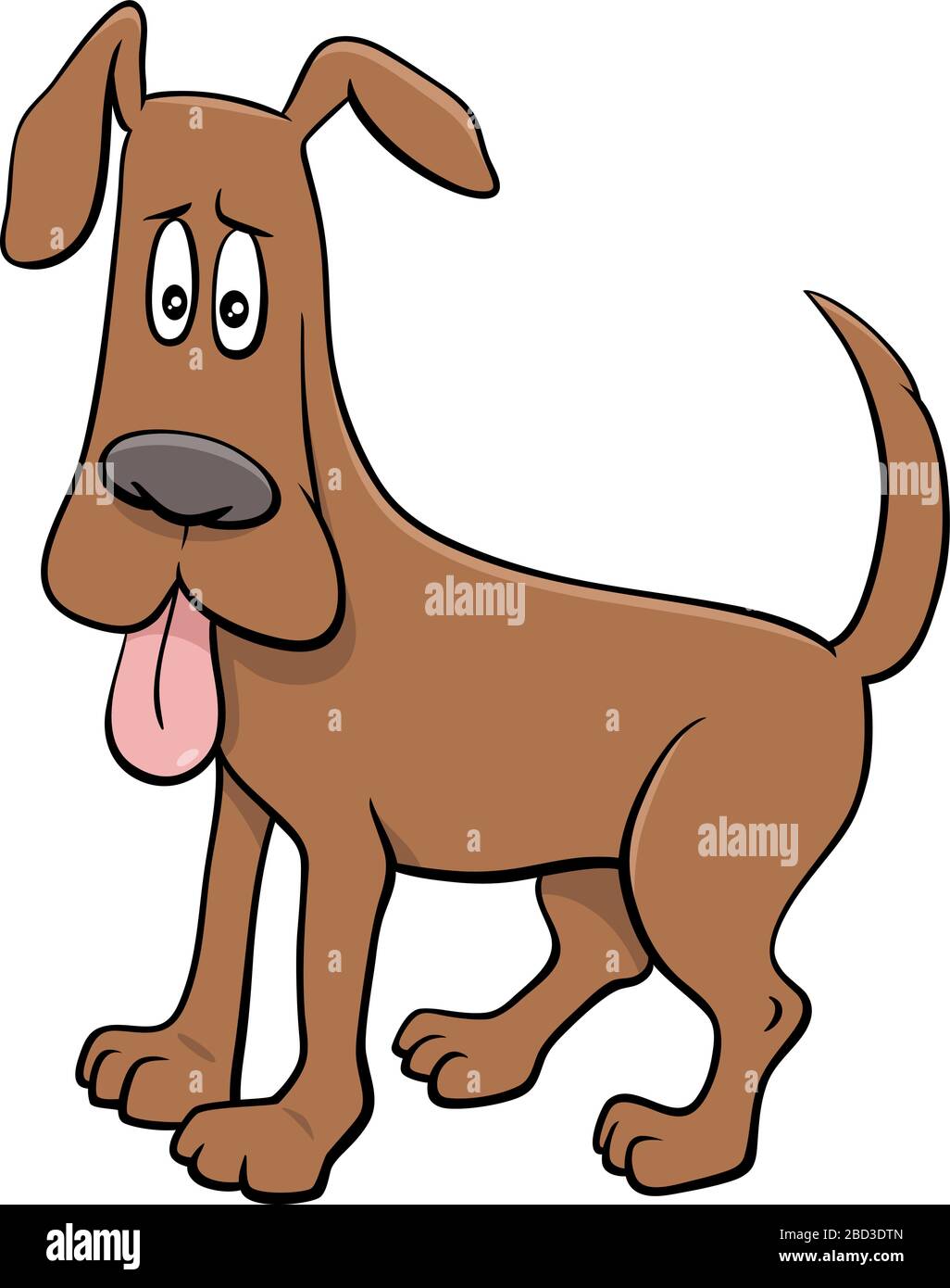 Cartoon Illustration of Startled Dog Comic Animal Character with Stuck ...