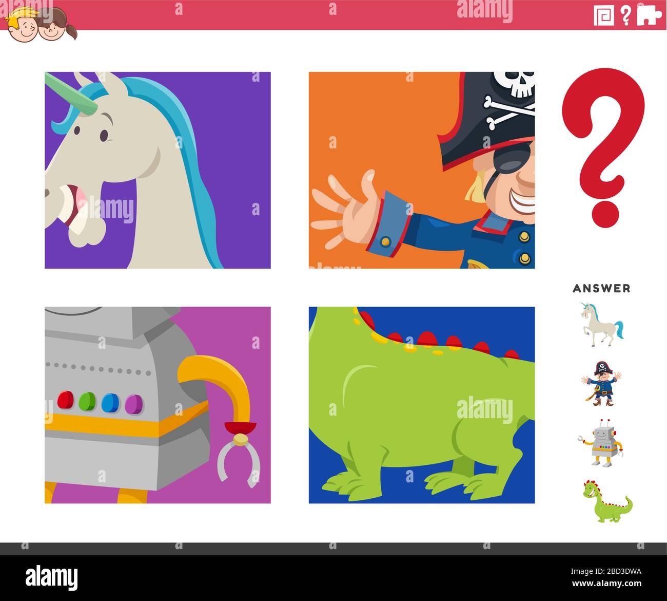 Cartoon Illustration of Educational Game of Guessing Fantasy Characters ...