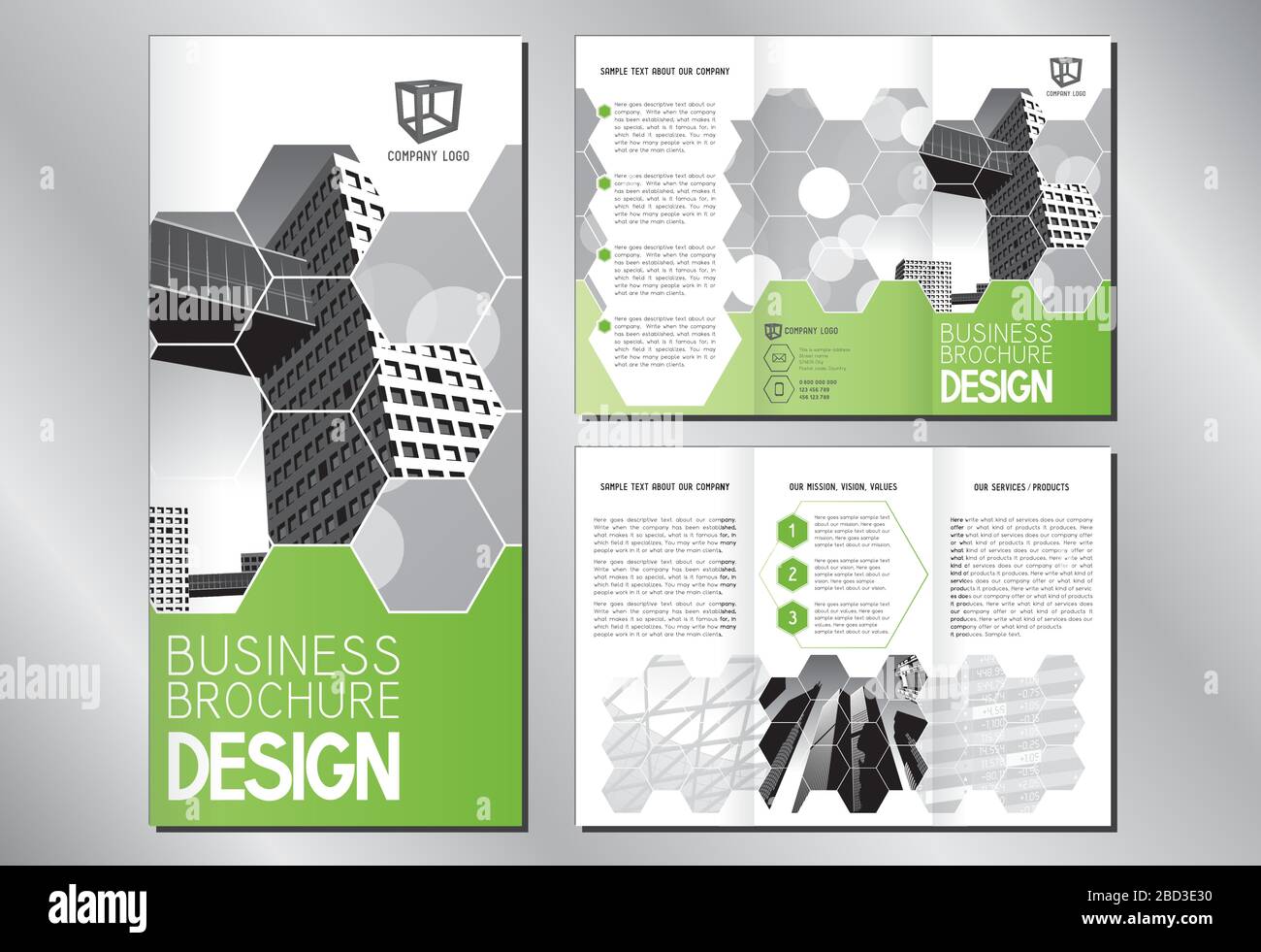 Business trifold brochure template (A4 to DL format) - modern office ...