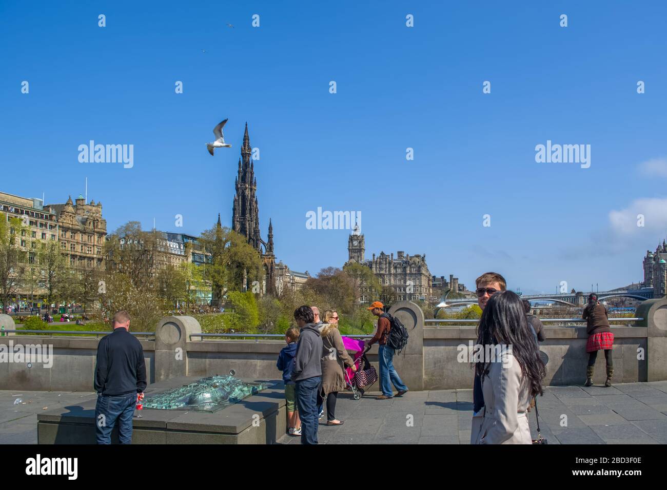 Edinburgh / Scotland / UK - 04/20/2014: View of Edinburgh downtown with ...