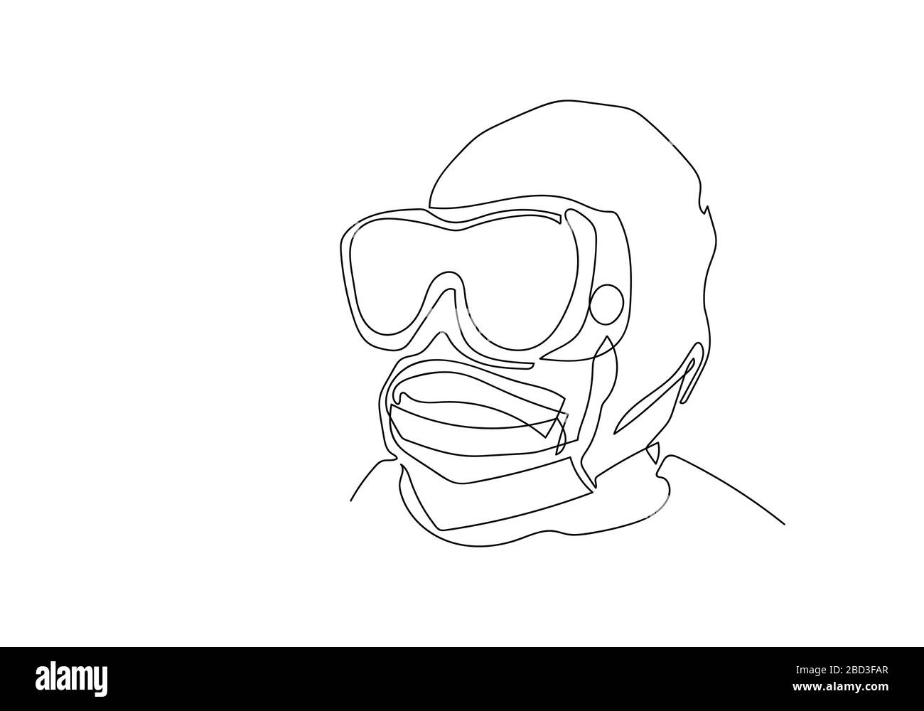 One continuous line art of professional medical doctor wearing face ...