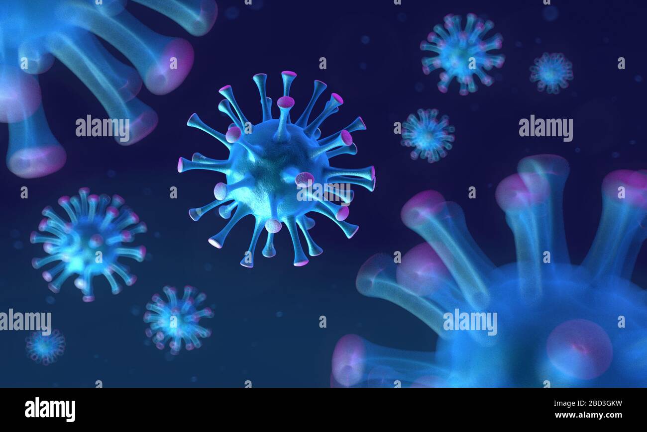 Microscopic view of a infectious virus. Contagion and propagation of a ...