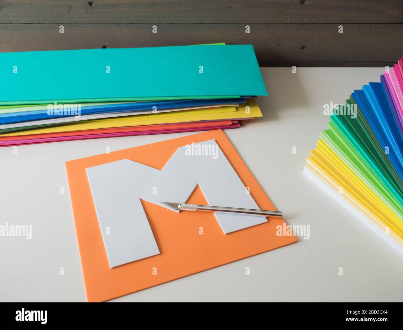 Arts and crafts. colorful eva foam dyi project Stock Photo - Alamy