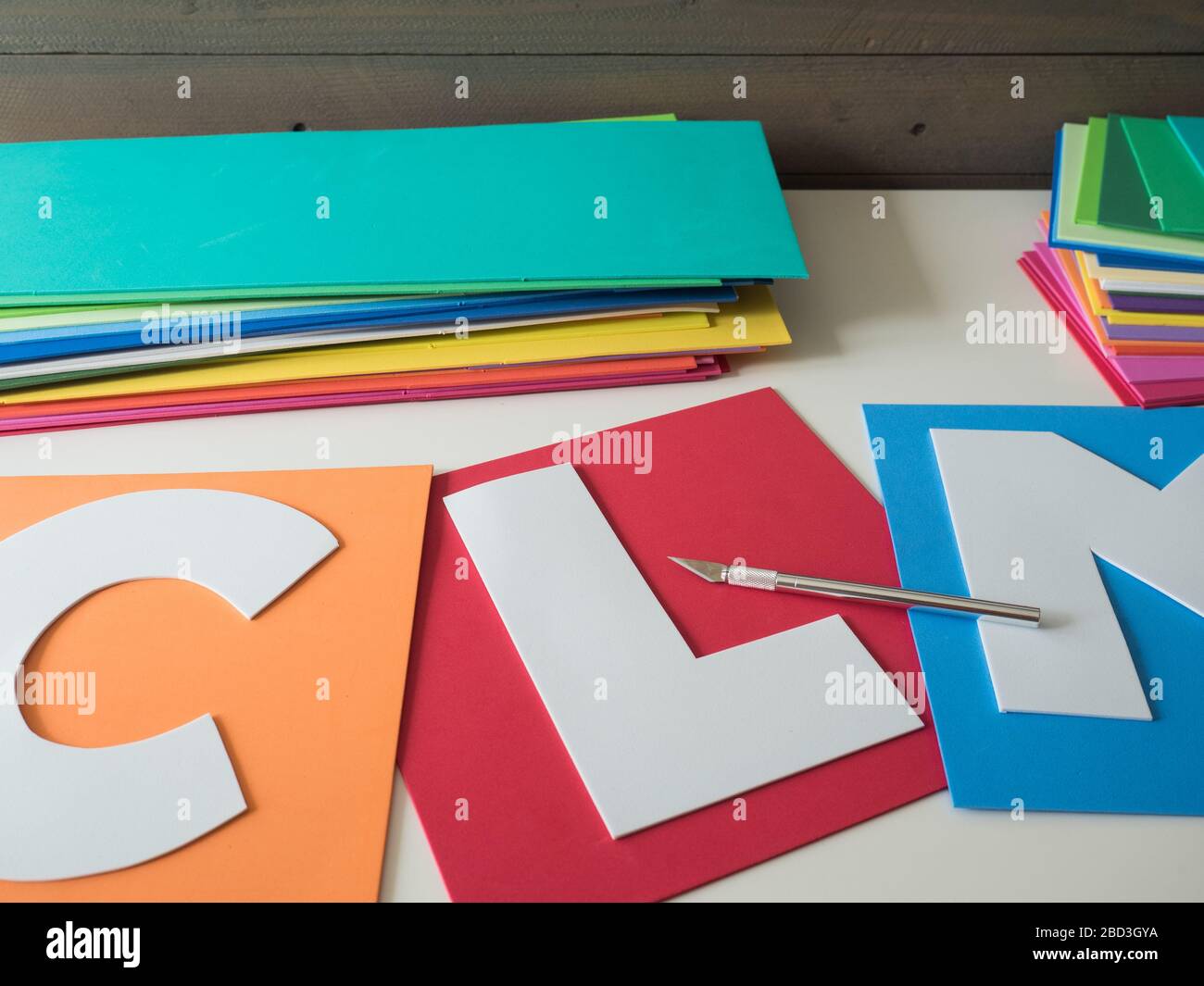 Arts and crafts. colorful eva foam dyi project Stock Photo - Alamy