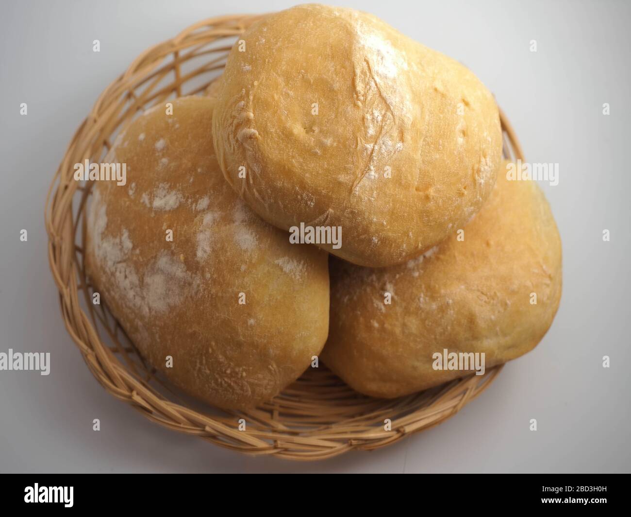 close up Home Made Bread in a vimini basket Stock Photo - Alamy