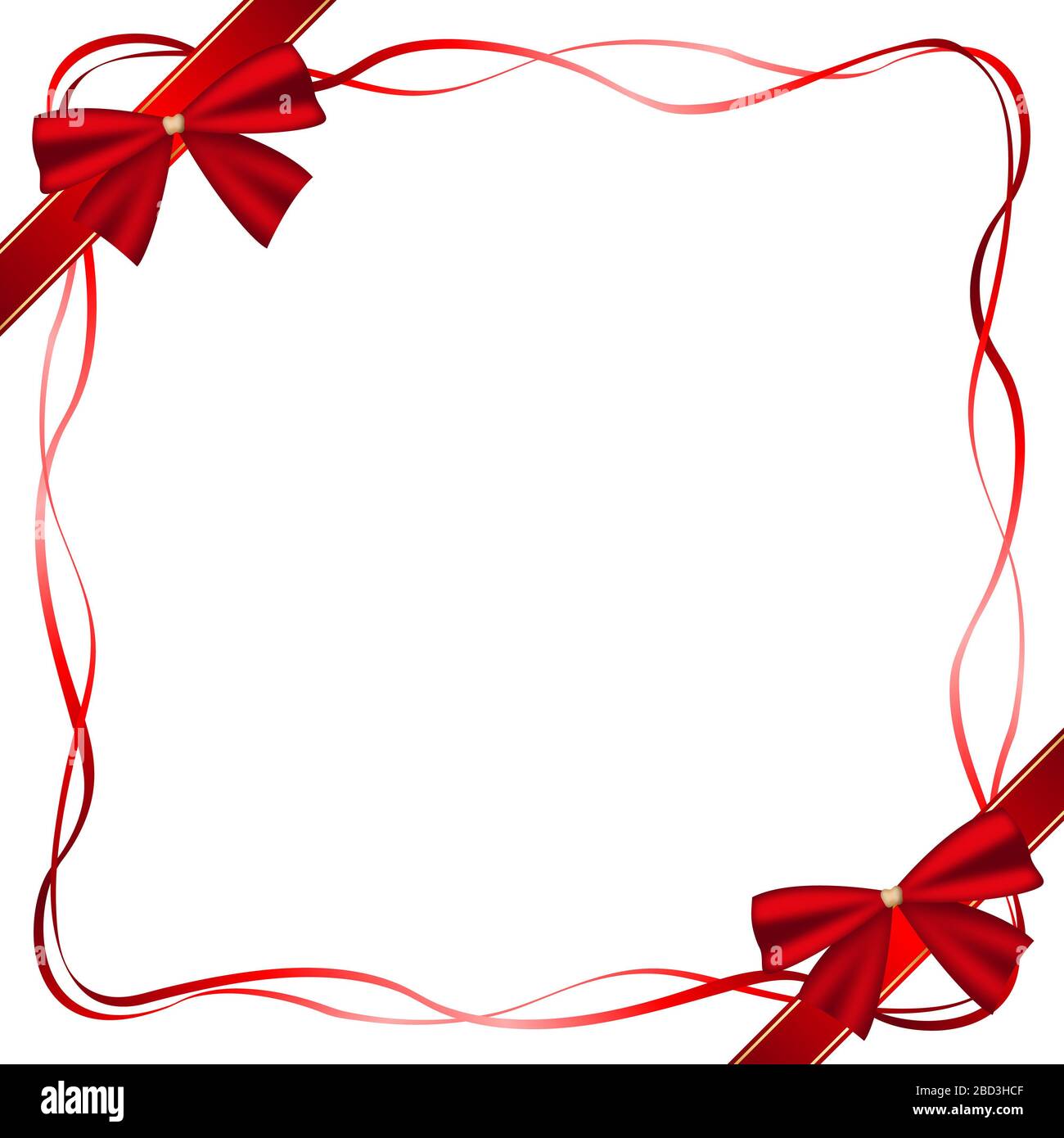 Christmas frame with bows and ribbon Stock Photo - Alamy