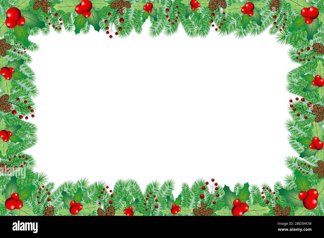 Christmas frame with mistletoe berries Stock Photo - Alamy