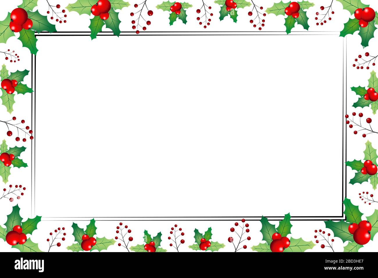 Christmas frame with mistletoe berries Stock Photo - Alamy