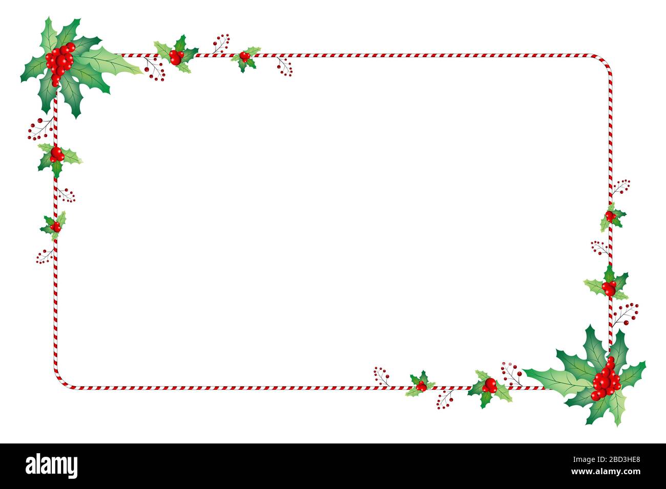 Christmas frame with mistletoe berries Stock Photo - Alamy