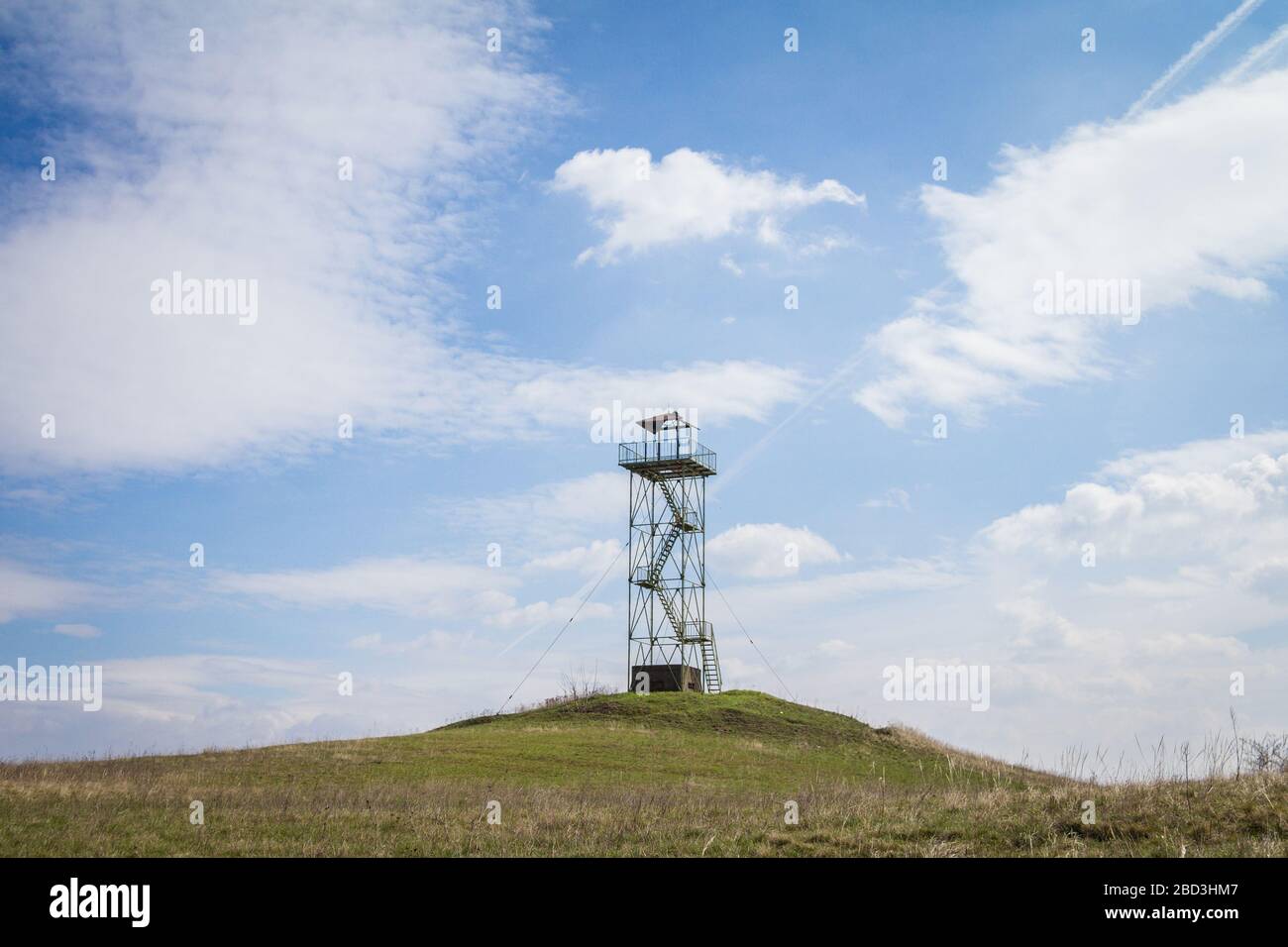 Old military watchtower on the Serbian border used for army observation ...