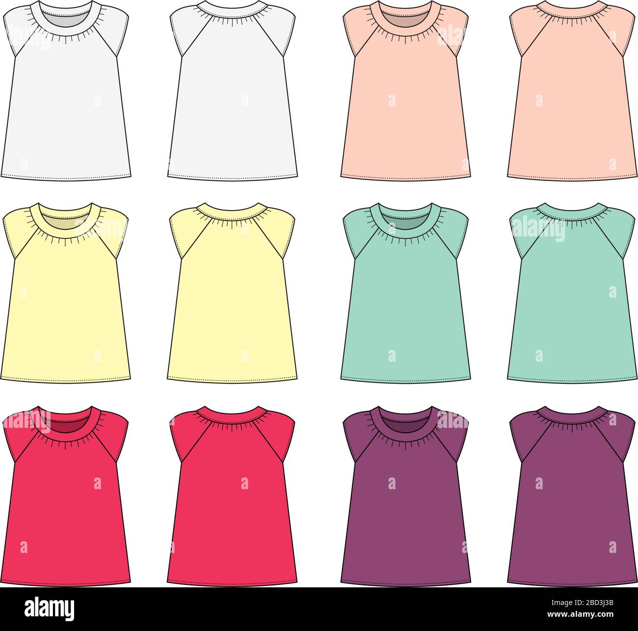 women's short sleeve shirt (puff sleeve shirt) template illustration ...