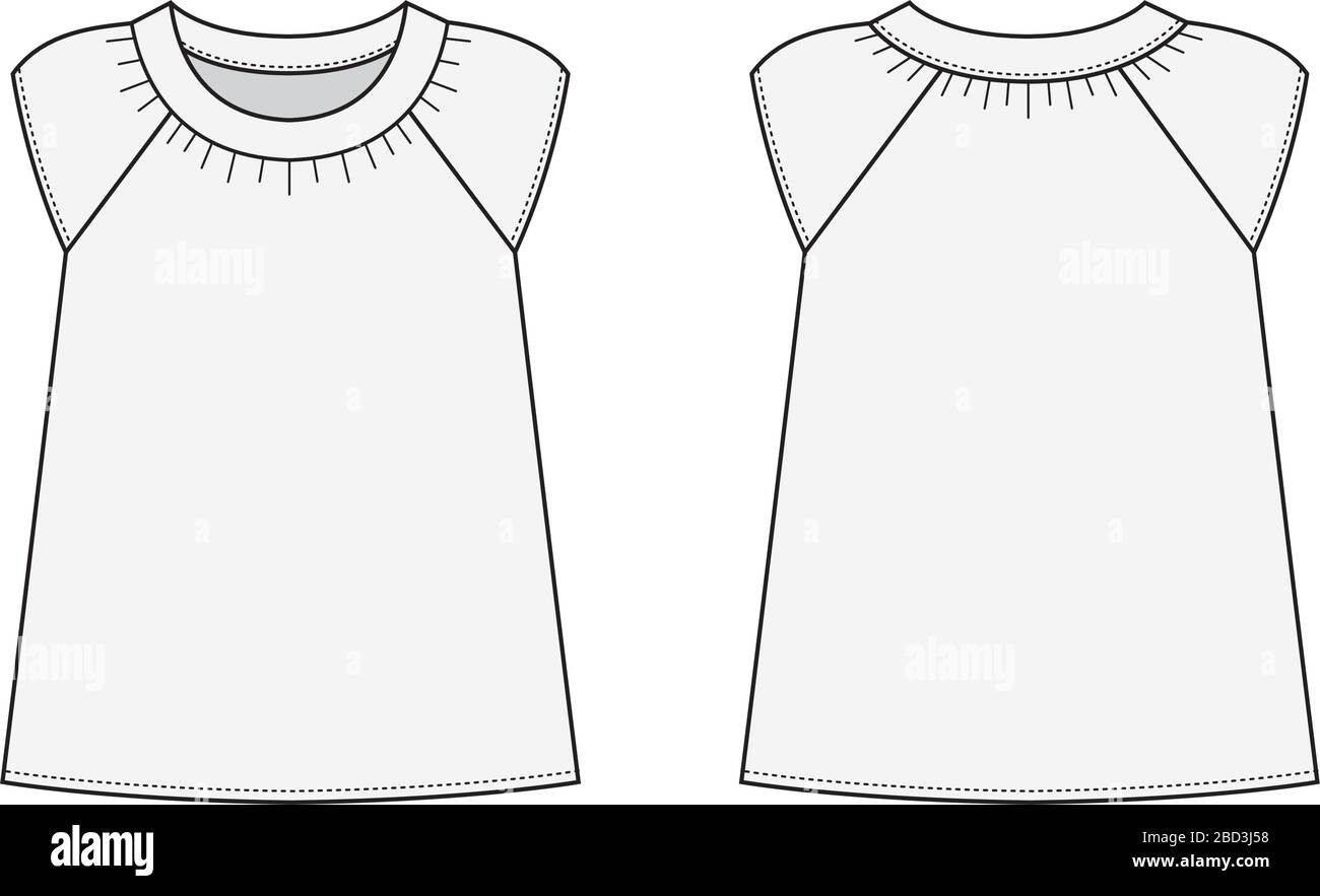 women's short sleeve shirt (puff sleeve shirt) template illustration ...