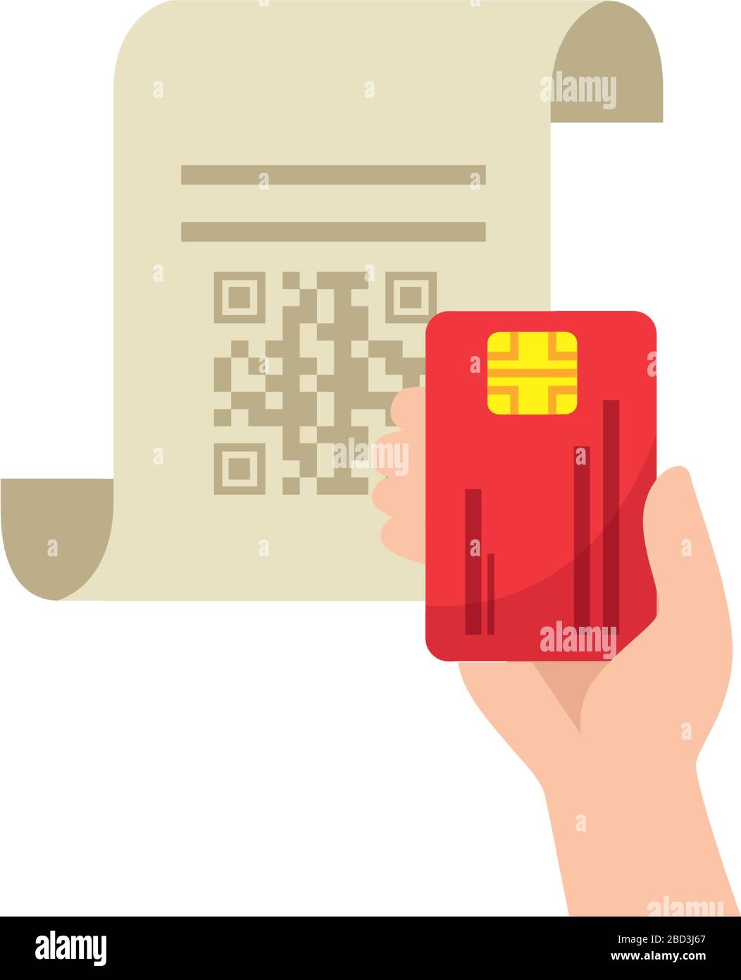 qr code over receipt paper and credit card vector design Stock Vector ... qr code over receipt paper and credit card vector design Stock Vector ...