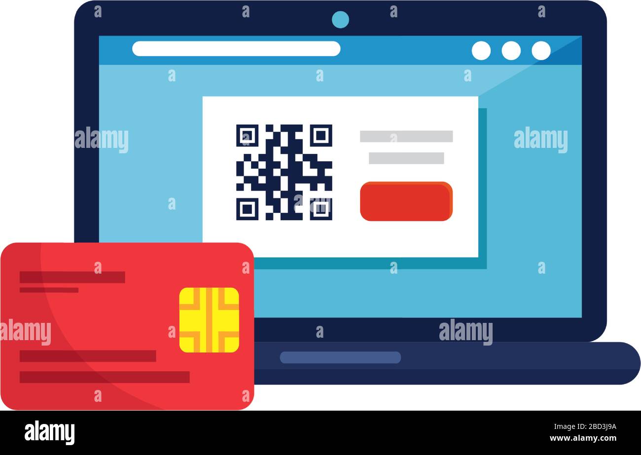 qr code inside laptop and credit card vector design Stock Vector Image ...