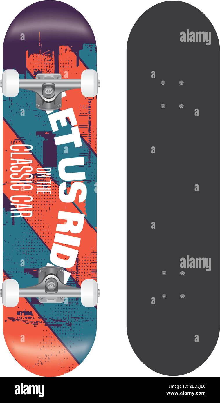 skateboard vector template illustration (with backside design Stock ...
