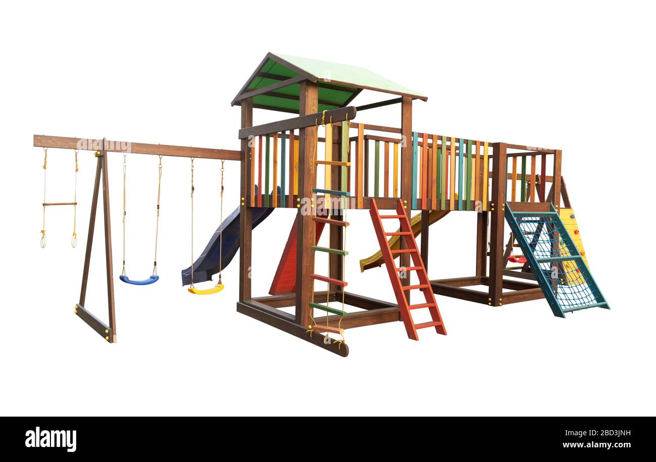 Colorful playground for children isolated on white background Stock ...