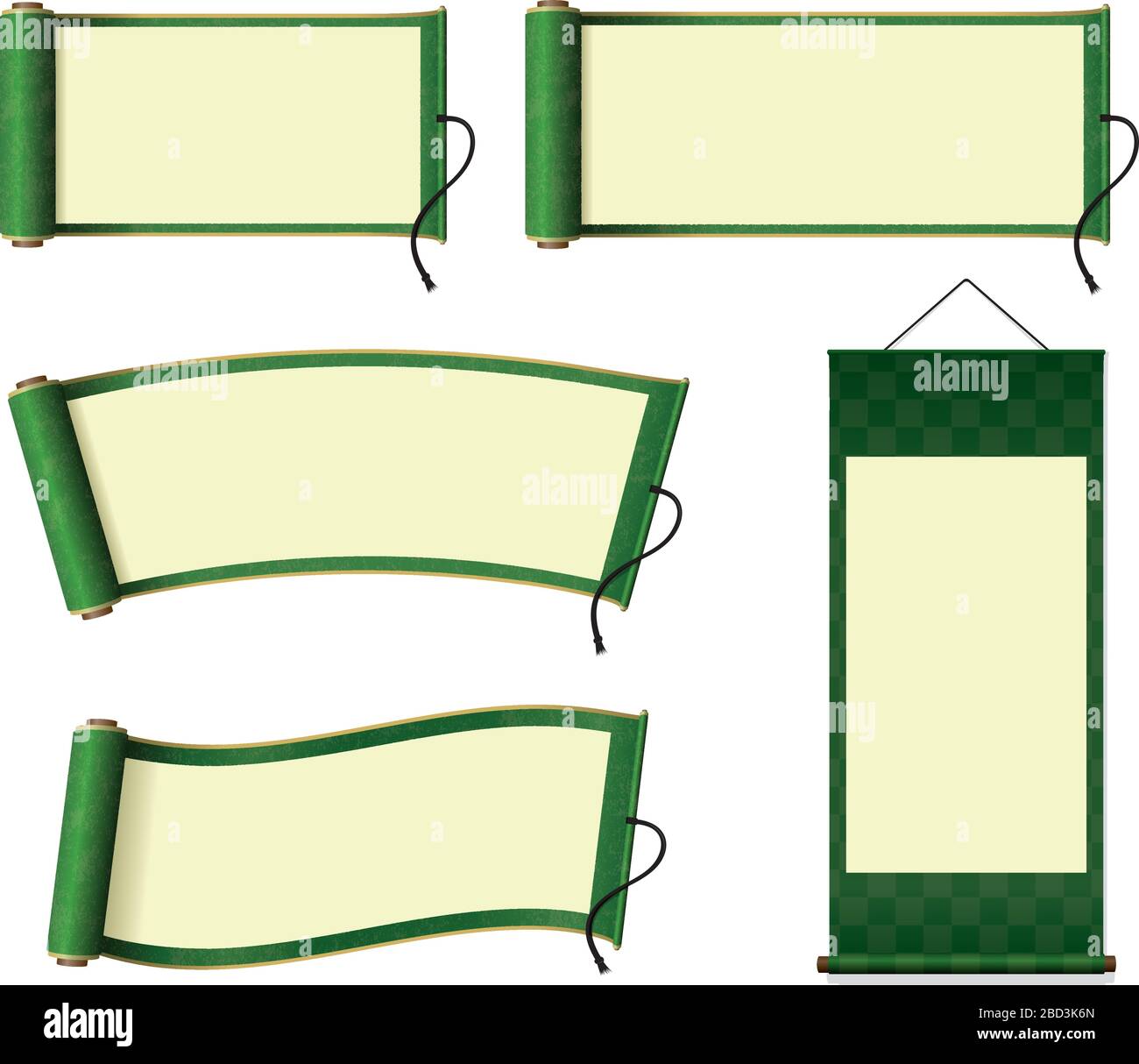 Japanese scroll paper / hanging scroll illustration set Stock Vector ...