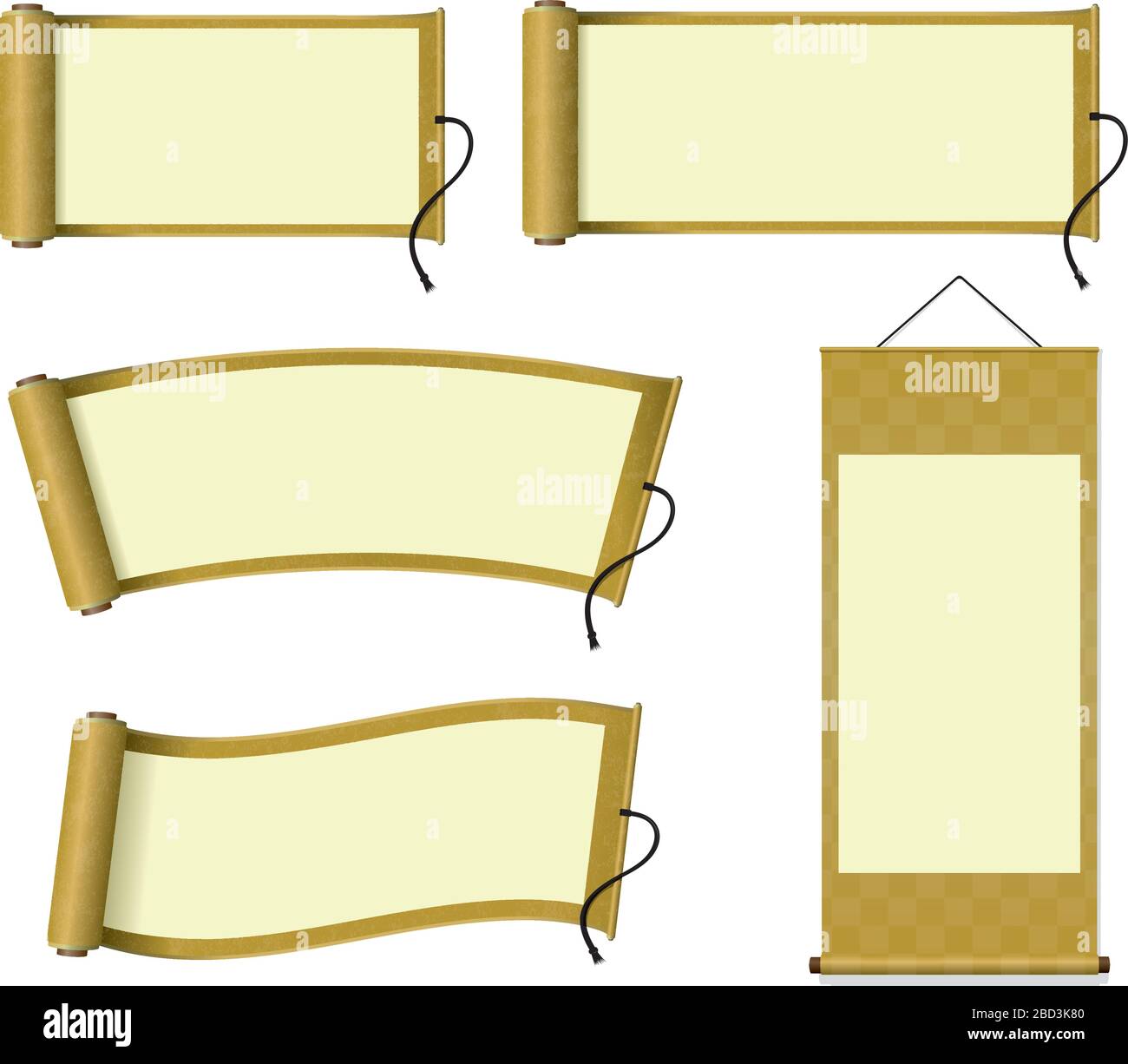 Japanese scroll paper / hanging scroll illustration set Stock Vector ...