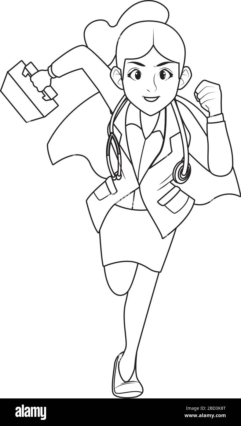 super female doctor runing with medical kit Stock Vector Image & Art ...