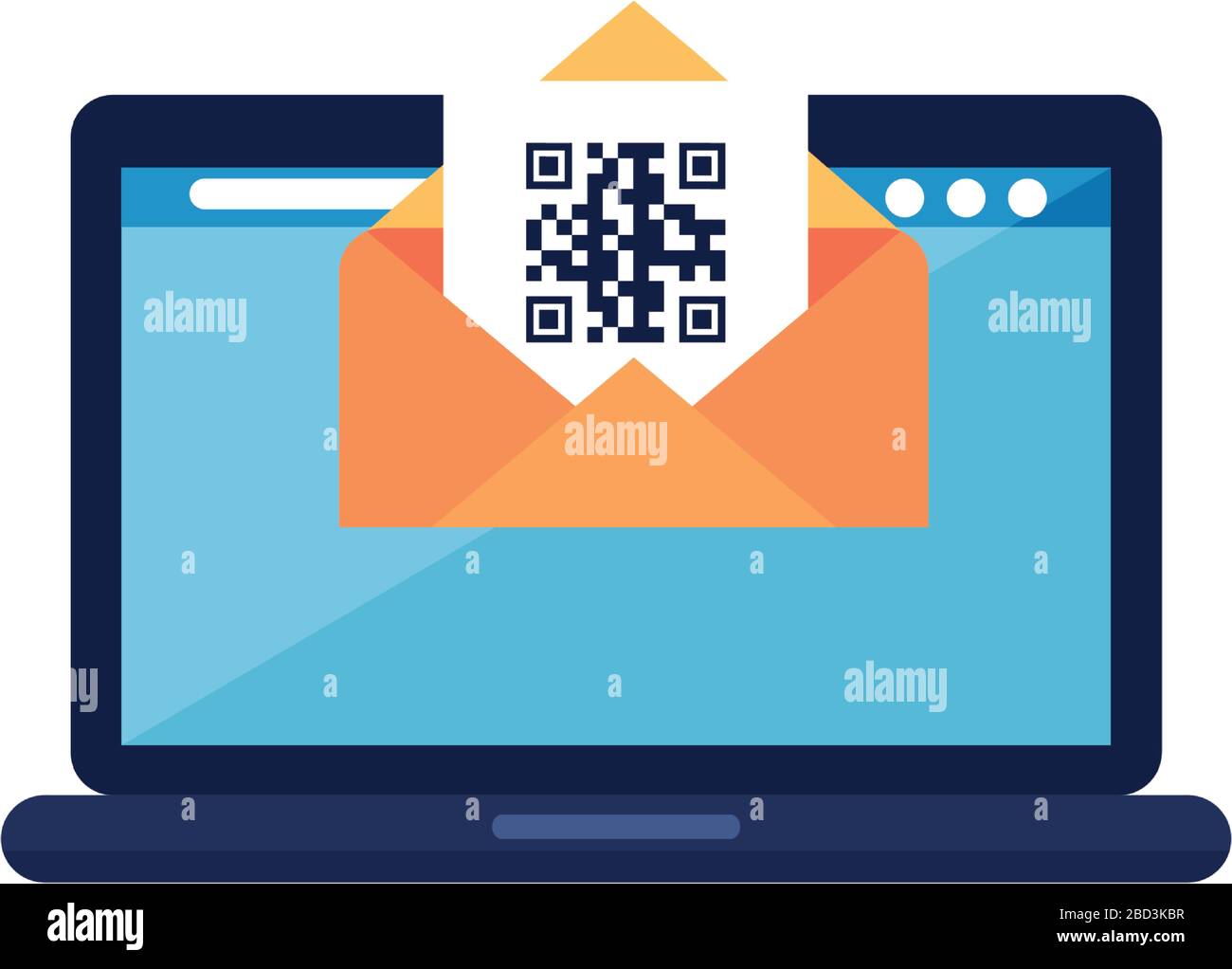 qr code inside envelope and laptop vector design Stock Vector Image ...