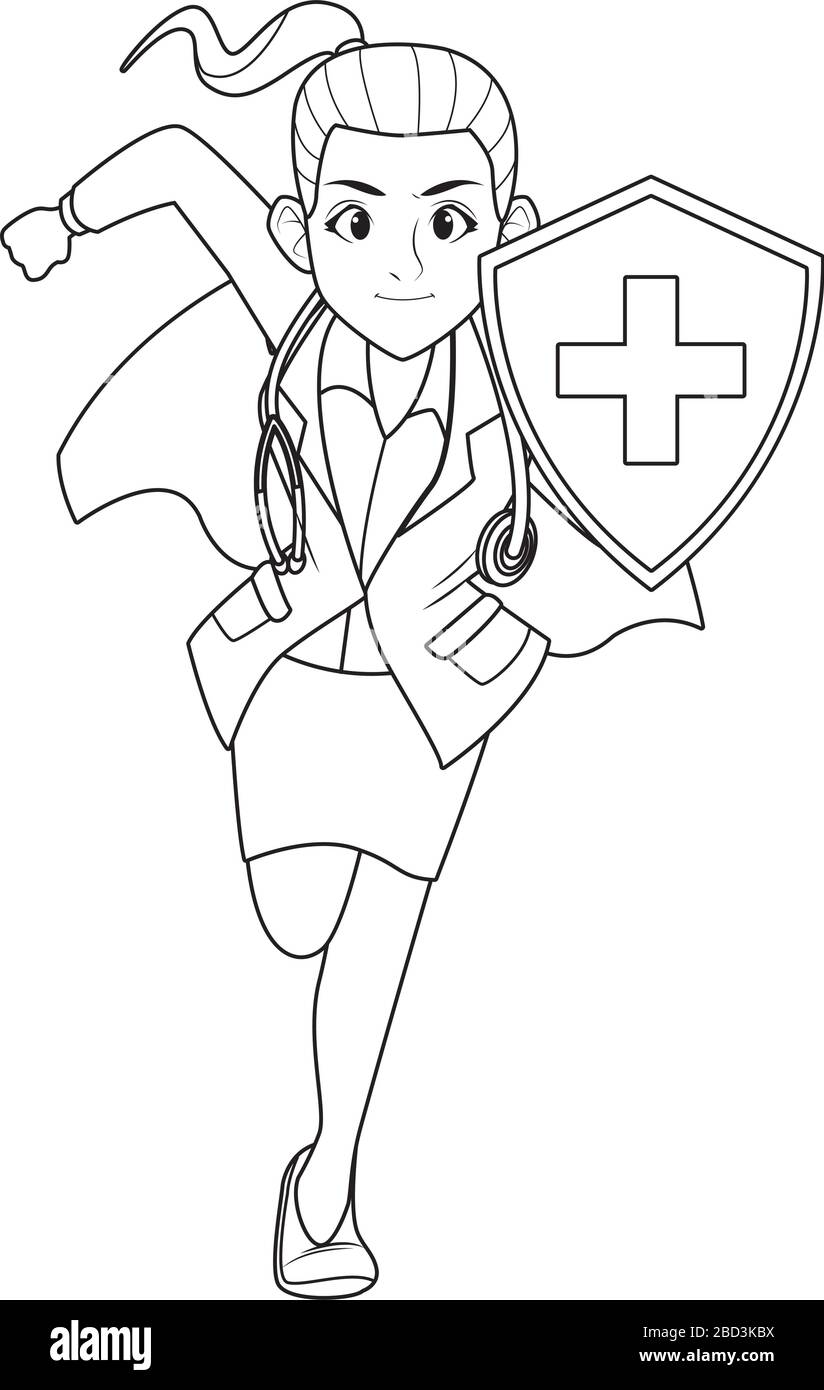 super female doctor running with shield Stock Vector Image & Art - Alamy