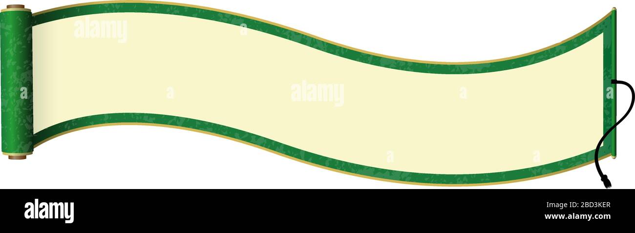 Japanese traditional scroll paper vector illustration / green Stock ...