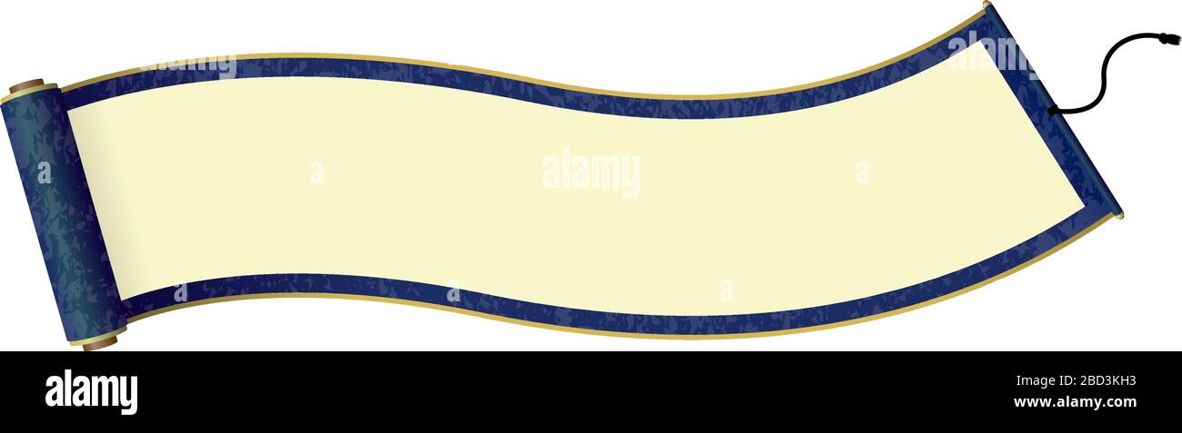 Japanese traditional scroll paper vector illustration / blue Stock ...