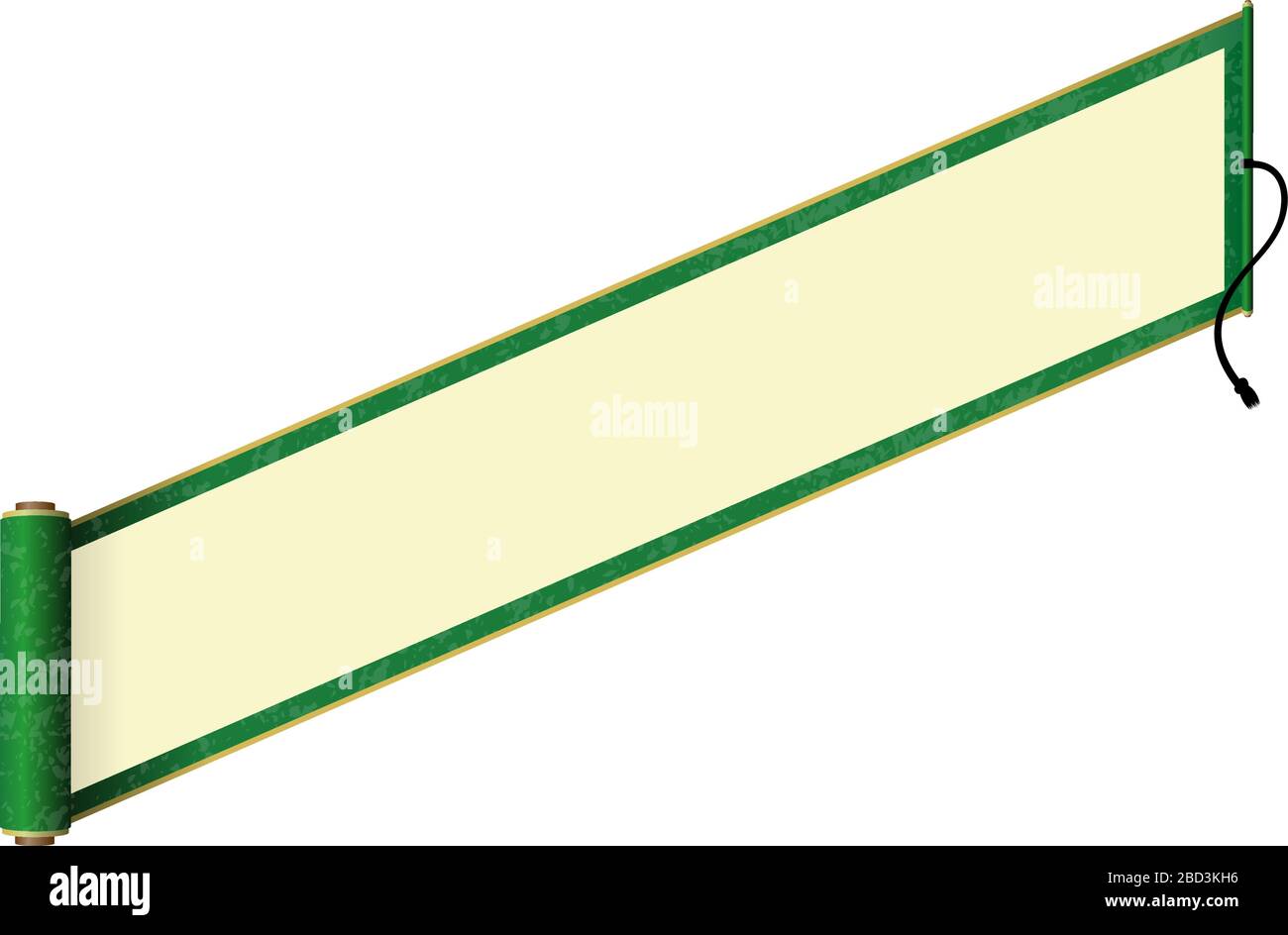 Japanese traditional scroll paper vector illustration / green Stock ...