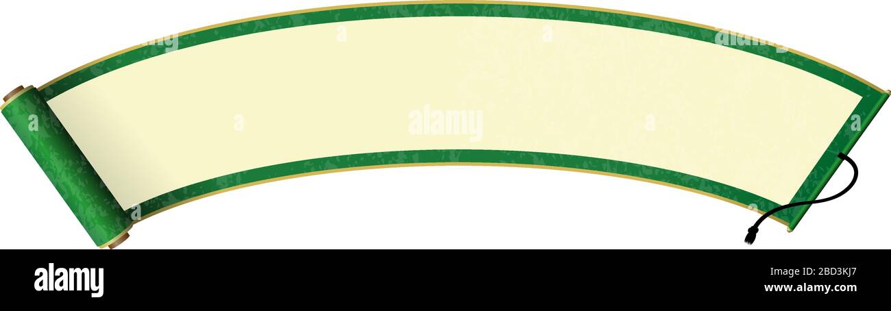 Japanese traditional scroll paper vector illustration / green Stock ...