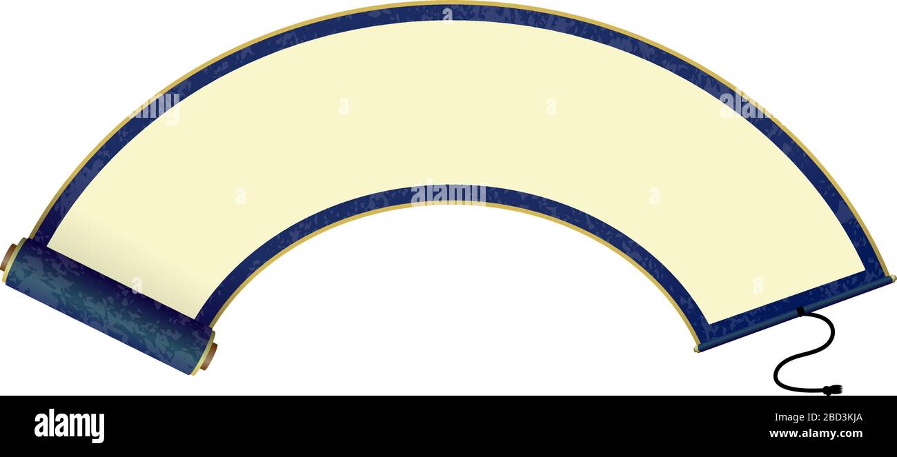 Japanese traditional scroll paper vector illustration / blue Stock ...