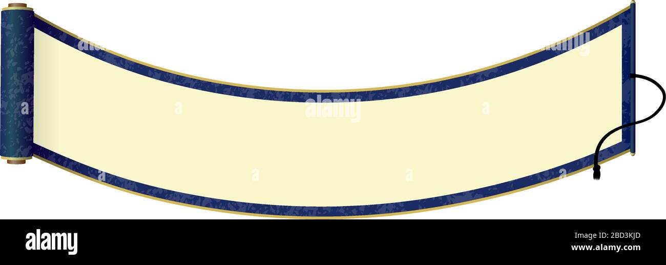 Japanese traditional scroll paper vector illustration / blue Stock ...