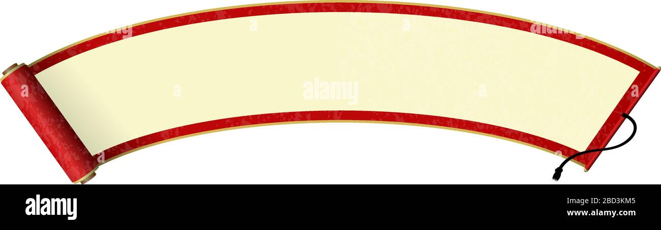 Japanese traditional scroll paper vector illustration / red Stock ...
