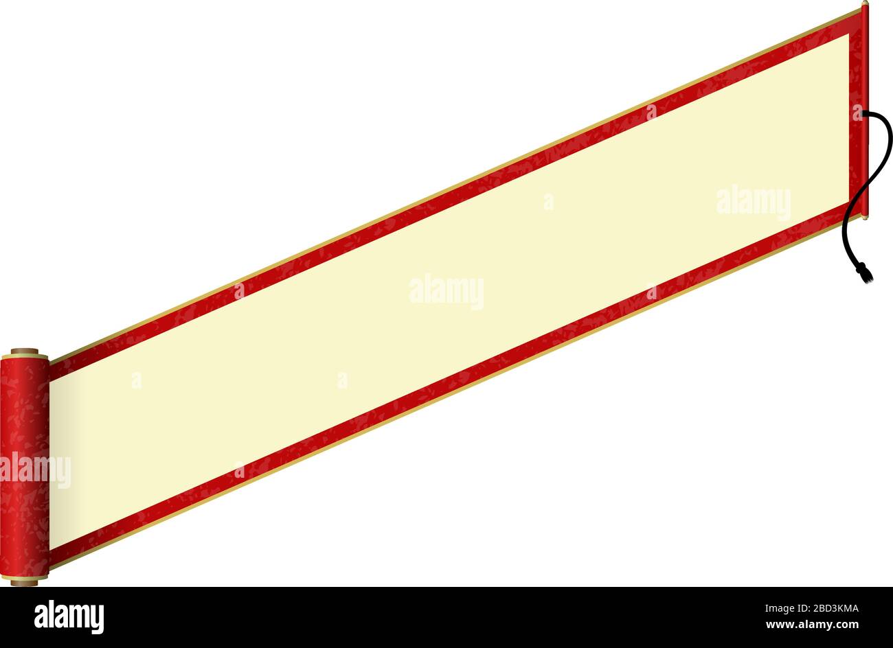 Japanese traditional scroll paper vector illustration / red Stock ...