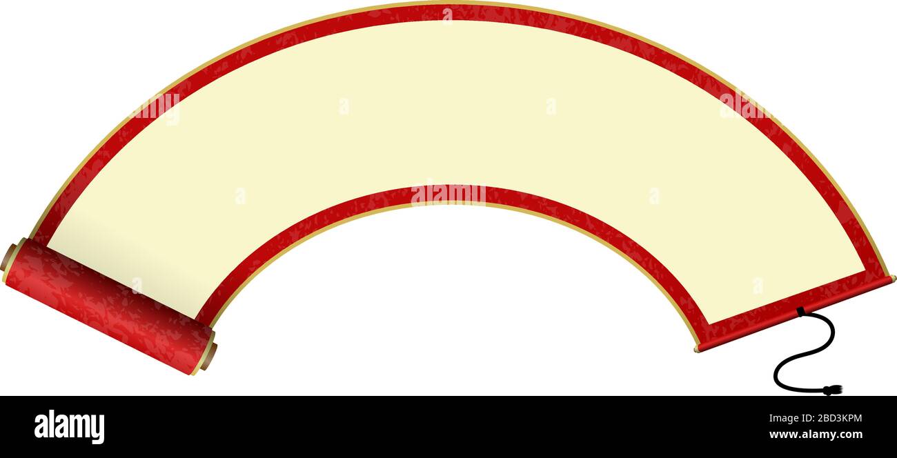 Japanese traditional scroll paper vector illustration / red Stock ...