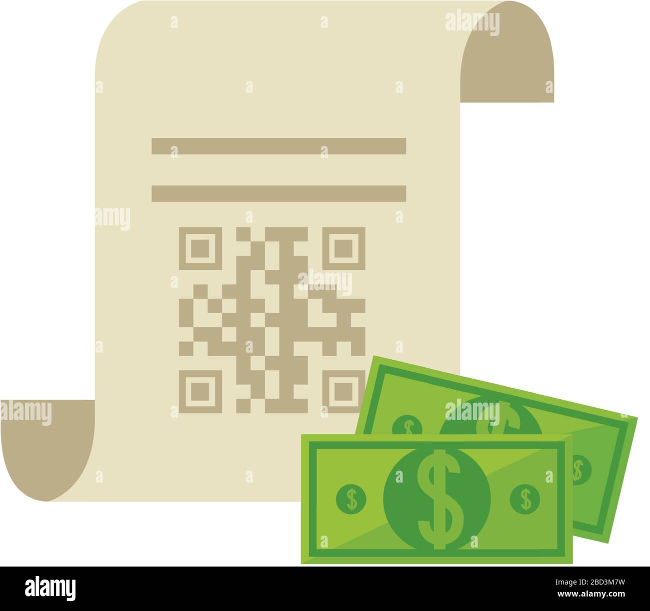 qr code over receipt paper and bills vector design Stock Vector Image ...