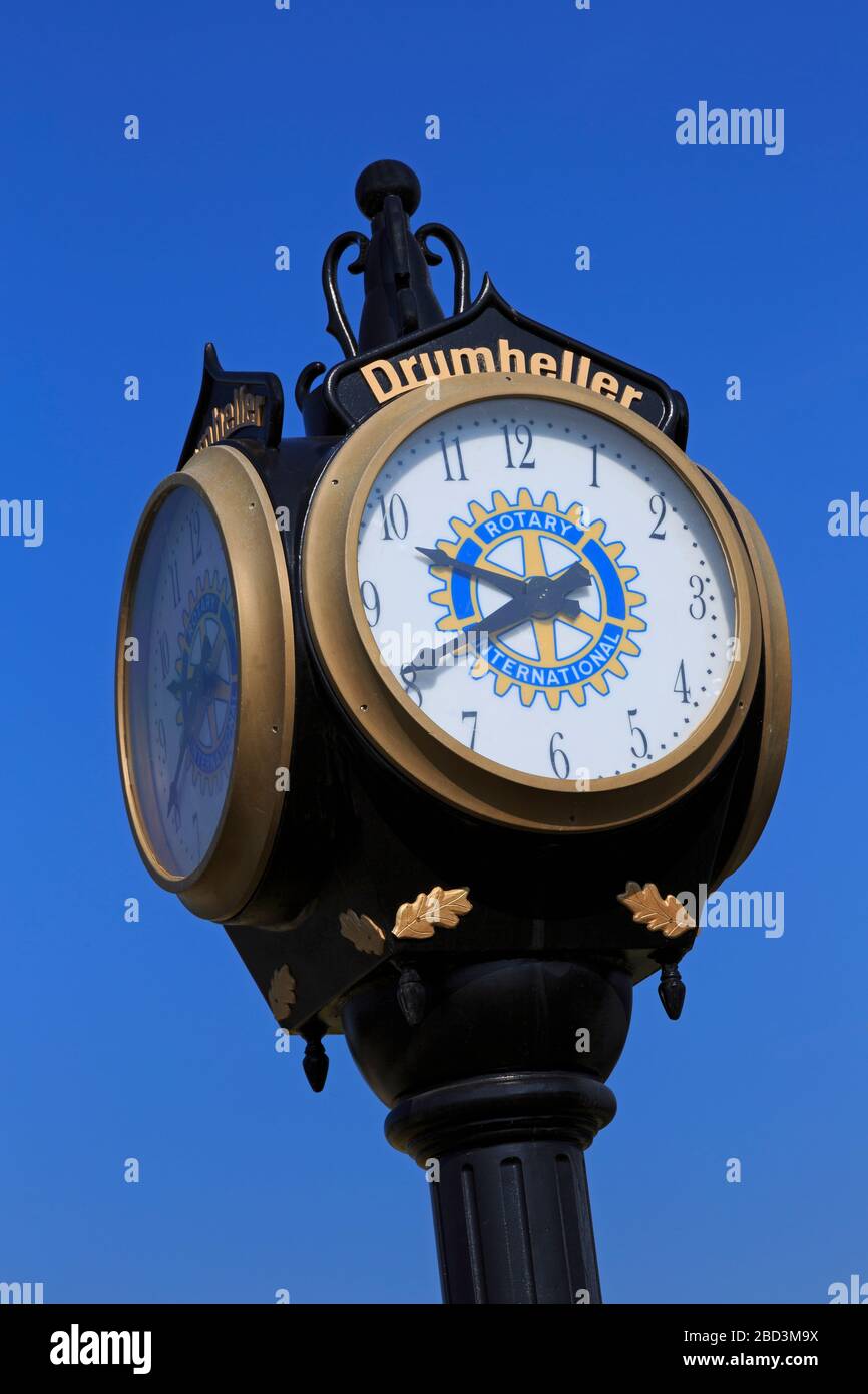 Clock in Drumheller, Alberta, Canada Stock Photo - Alamy