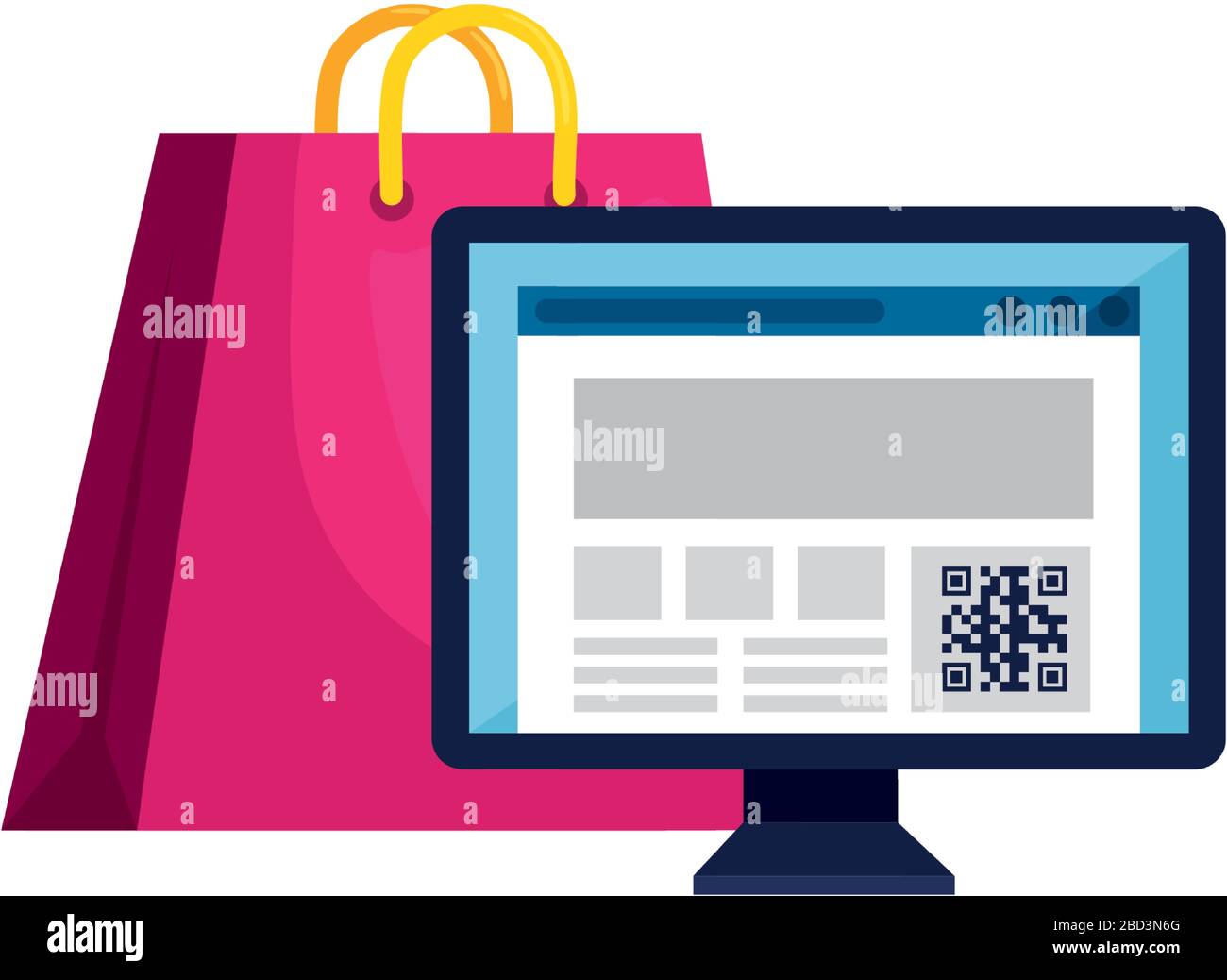 qr code inside computer and bag vector design Stock Vector Image & Art ...