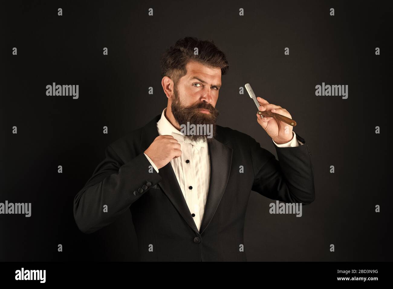 Moustache season. Businessman wear long beard and moustache. Bearded ...